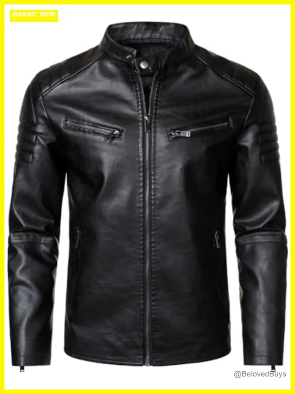Jackets & Coats | Mens Faux Leather Motorcycle Jacket Standup Collar ...